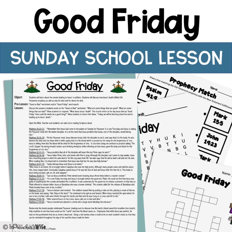 Good Friday Sunday School Lesson – The Preacher’s Wife